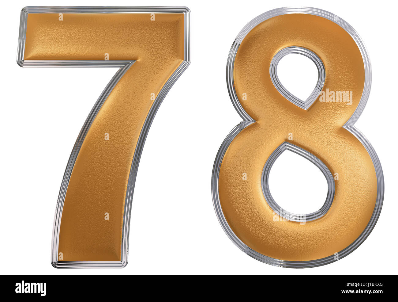 Numeral 78, seventy eight, isolated on white background, 3d render ...