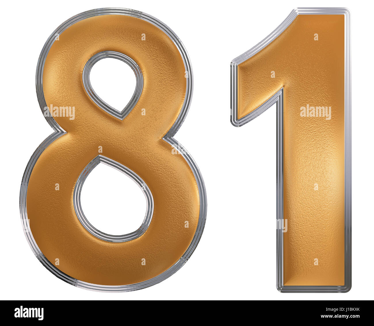 Numeral 81, eighty one, isolated on white background, 3d render Stock ...