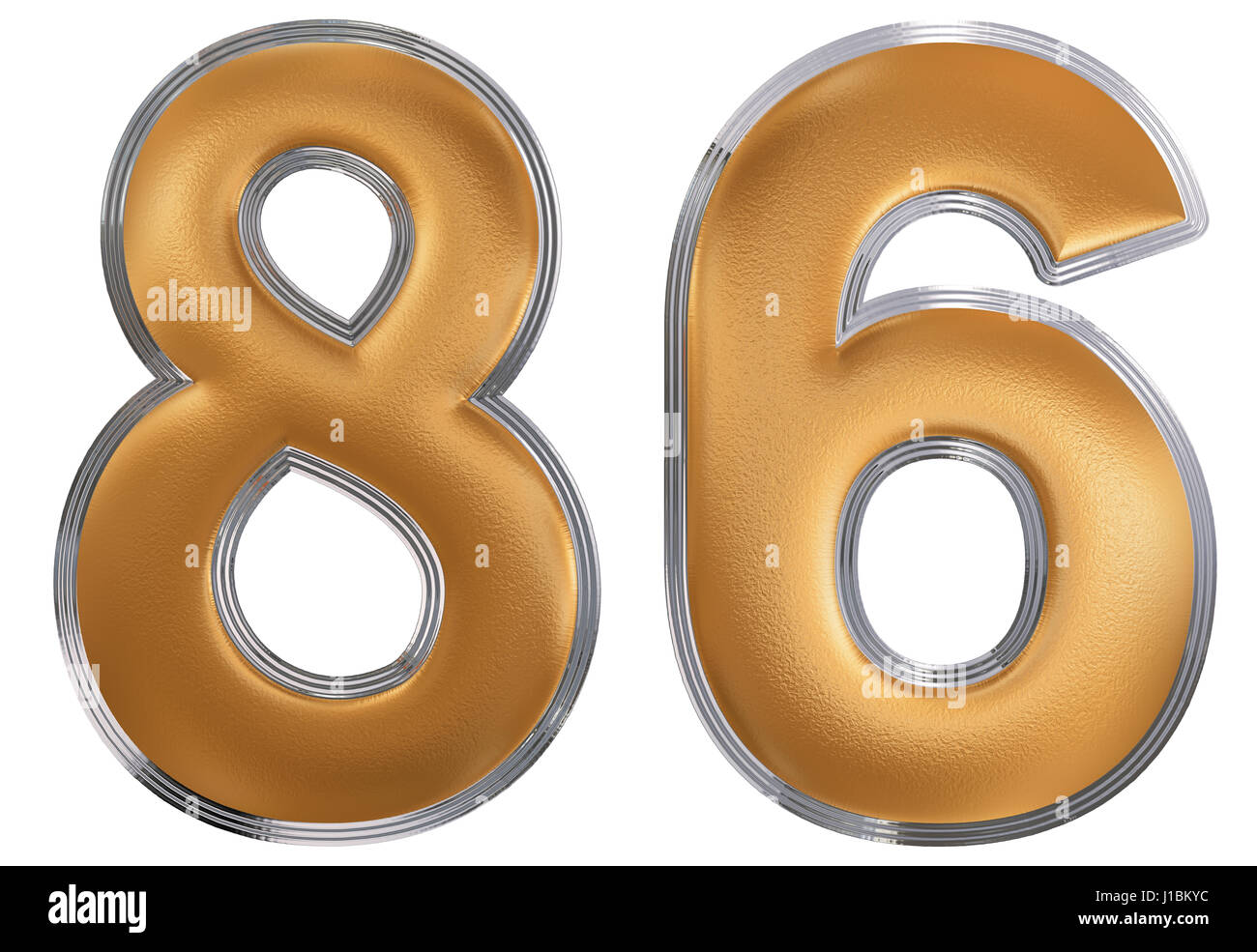 Numeral 86, eighty six, isolated on white background, 3d render Stock ...