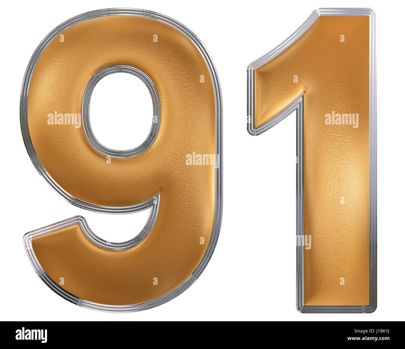 Numeral 91, ninety one, isolated on white background, 3d render Stock Photo - Alamy