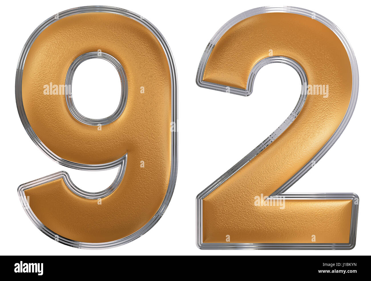 Numeral 92, ninety two, isolated on white background, 3d render Stock ...