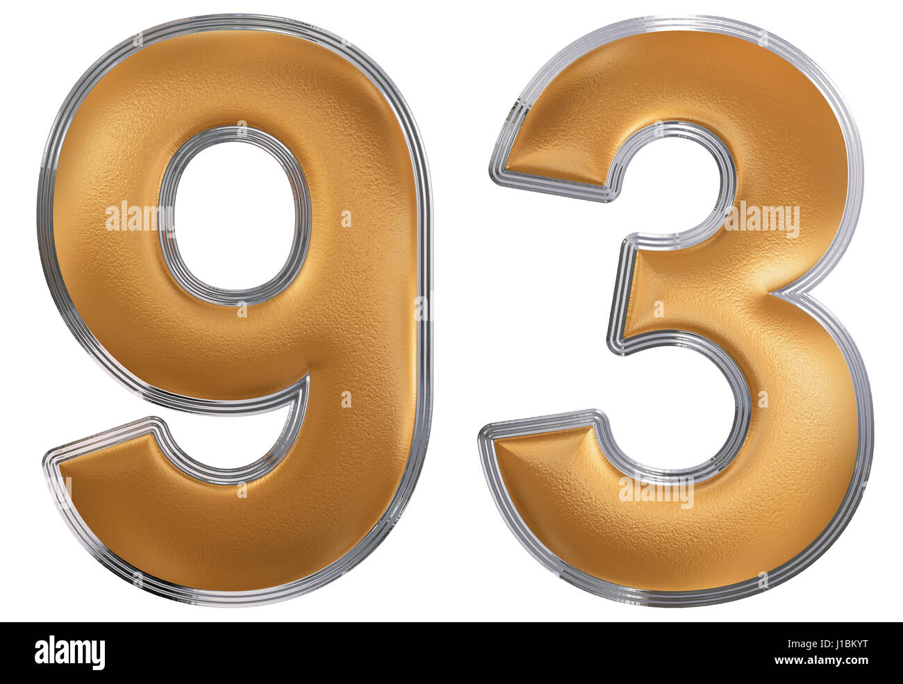 Numeral 93, ninety three, isolated on white background, 3d render Stock ...