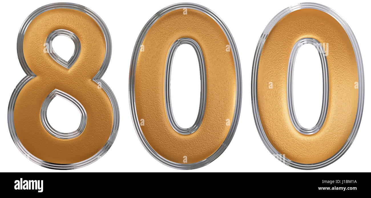 Numeral 800, eight hundred, isolated on white background, 3d render ...