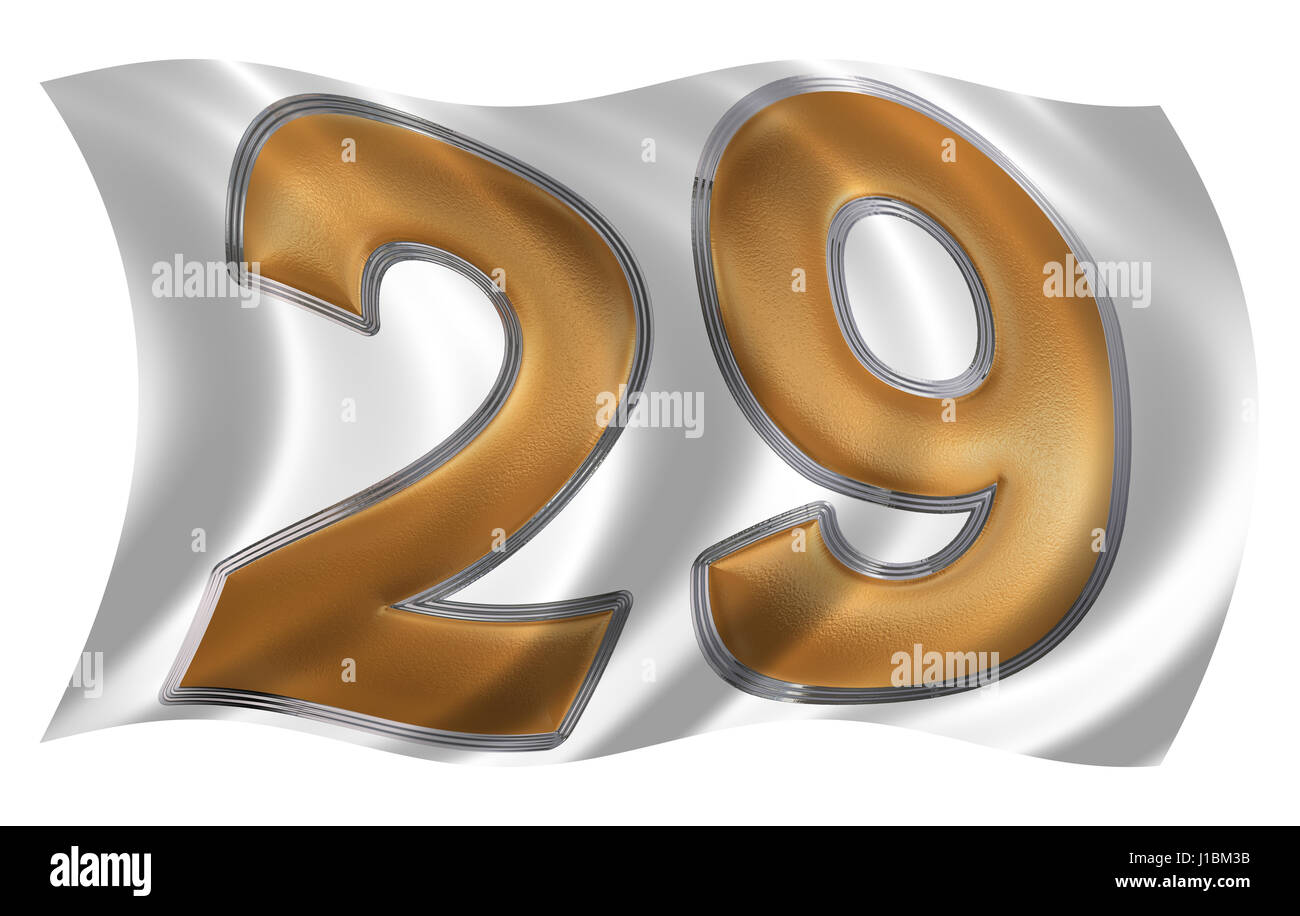 In the wind fluttering the flag with numeral 29, twenty nine, isolated ...