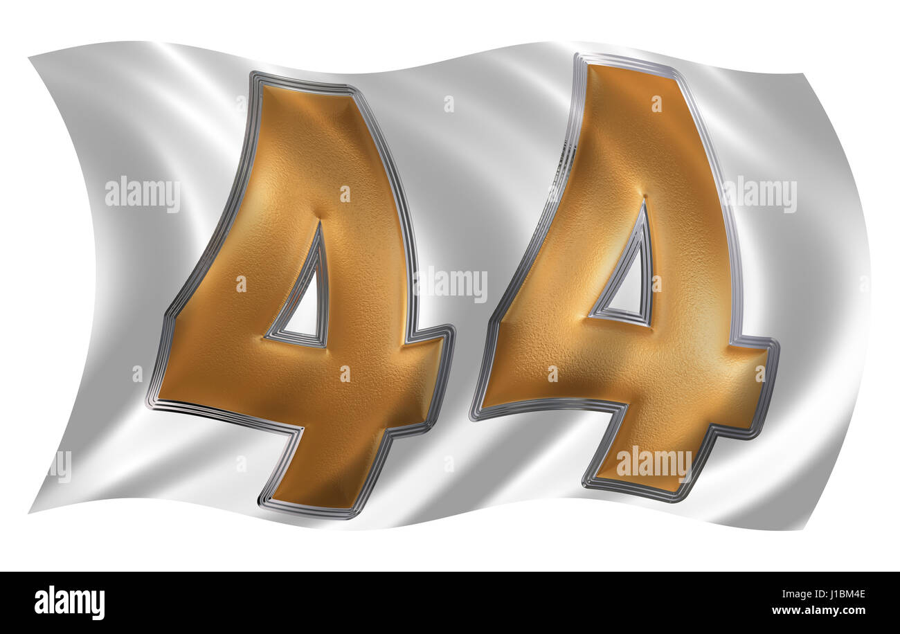In the wind fluttering the flag with numeral 44, forty four, isolated ...