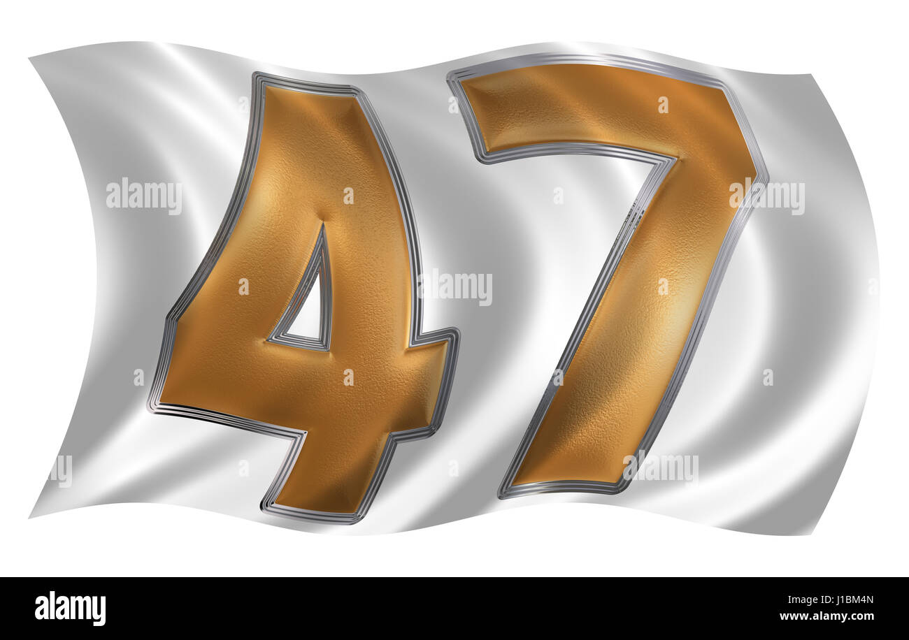 In the wind fluttering the flag with numeral 47, forty seven, isolated ...