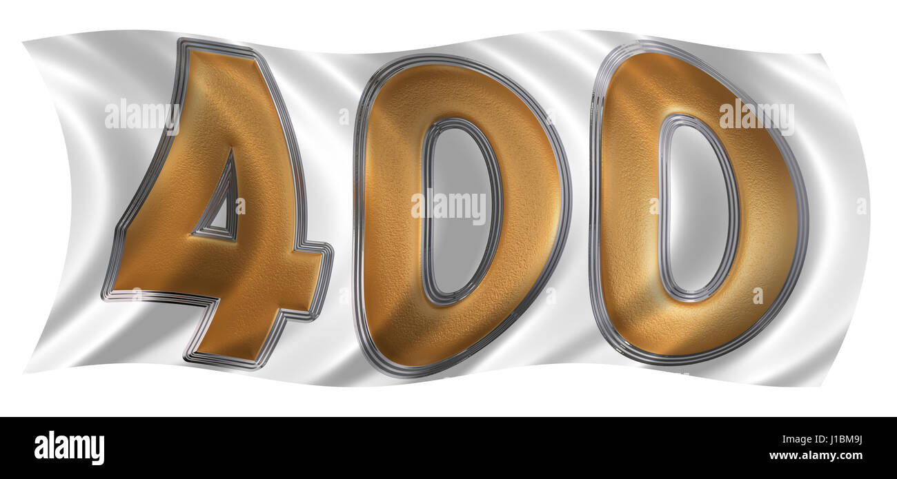 In the wind fluttering the flag with numeral 400, four hundred ...