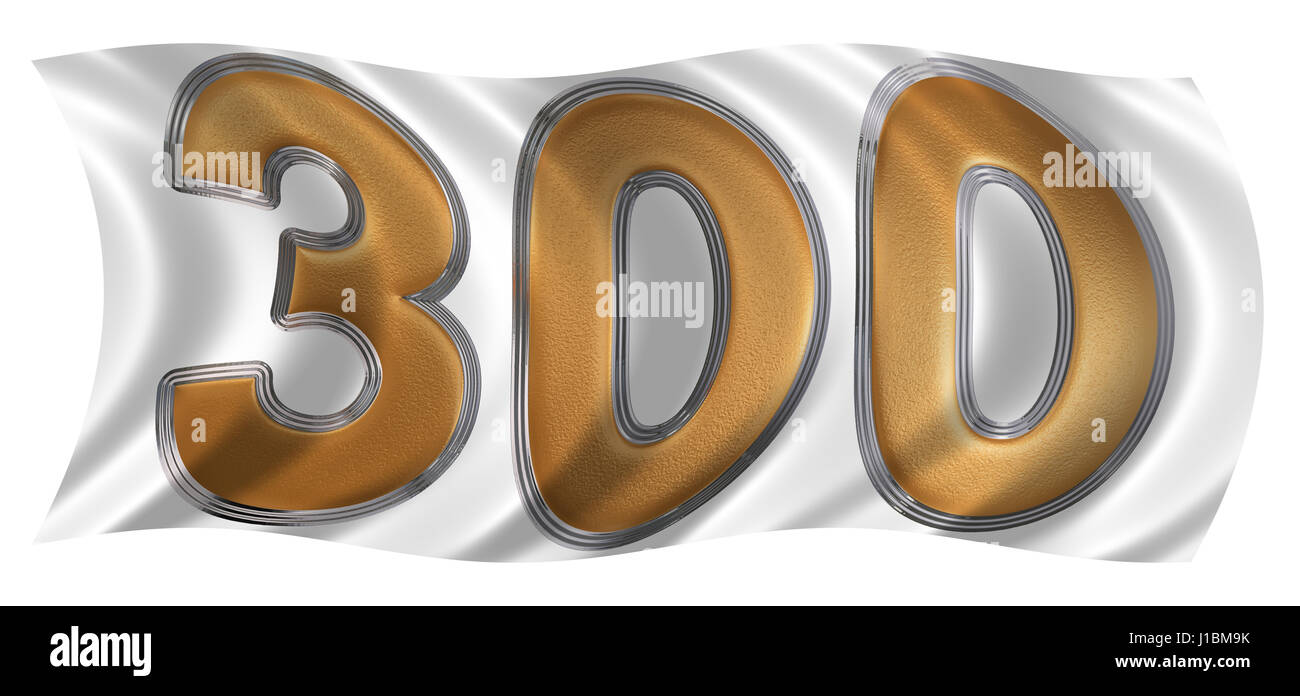 In the wind fluttering the flag with numeral 300, three hundred ...