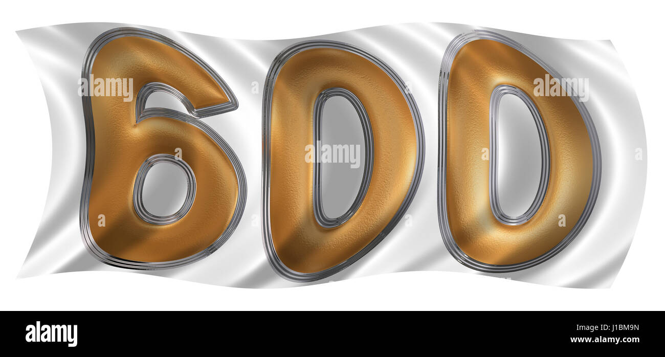 In the wind fluttering the flag with numeral 600, six hundred, isolated ...