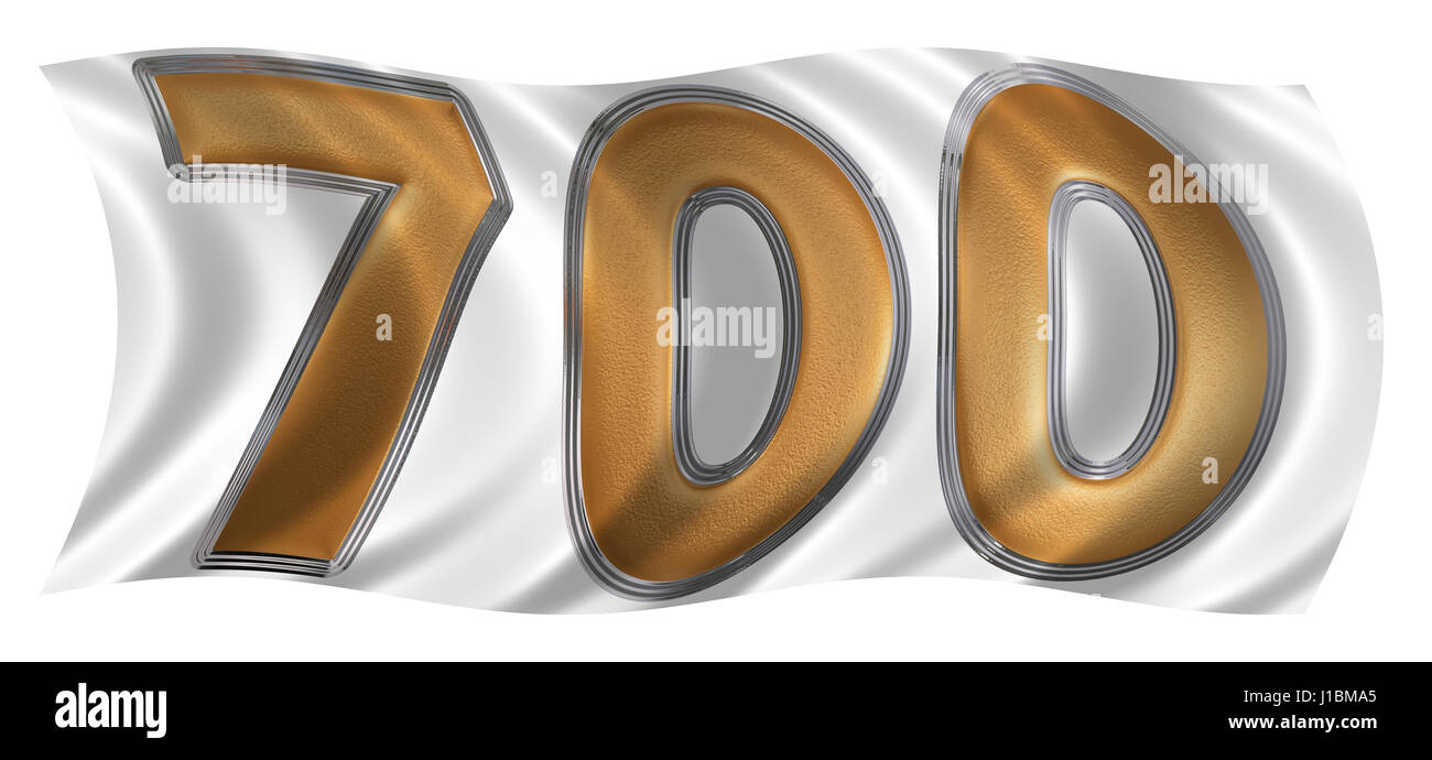 In the wind fluttering the flag with numeral 700, seven hundred ...