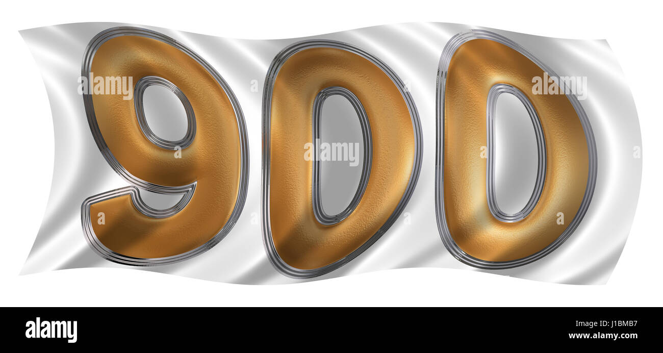 In the wind fluttering the flag with numeral 900, nine hundred ...