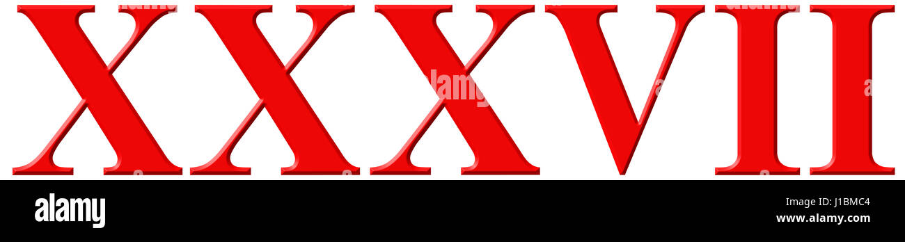 Roman numeral XXXVII, septem et triginta, 37, thirty seven, isolated on ...