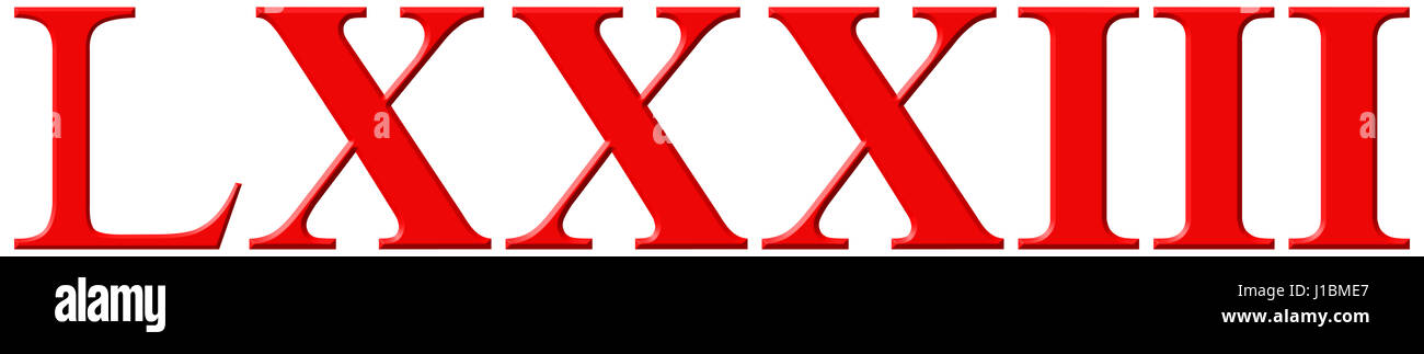 Roman numeral LXXXIII, tres et octoginta, 83, eighty three, isolated on ...