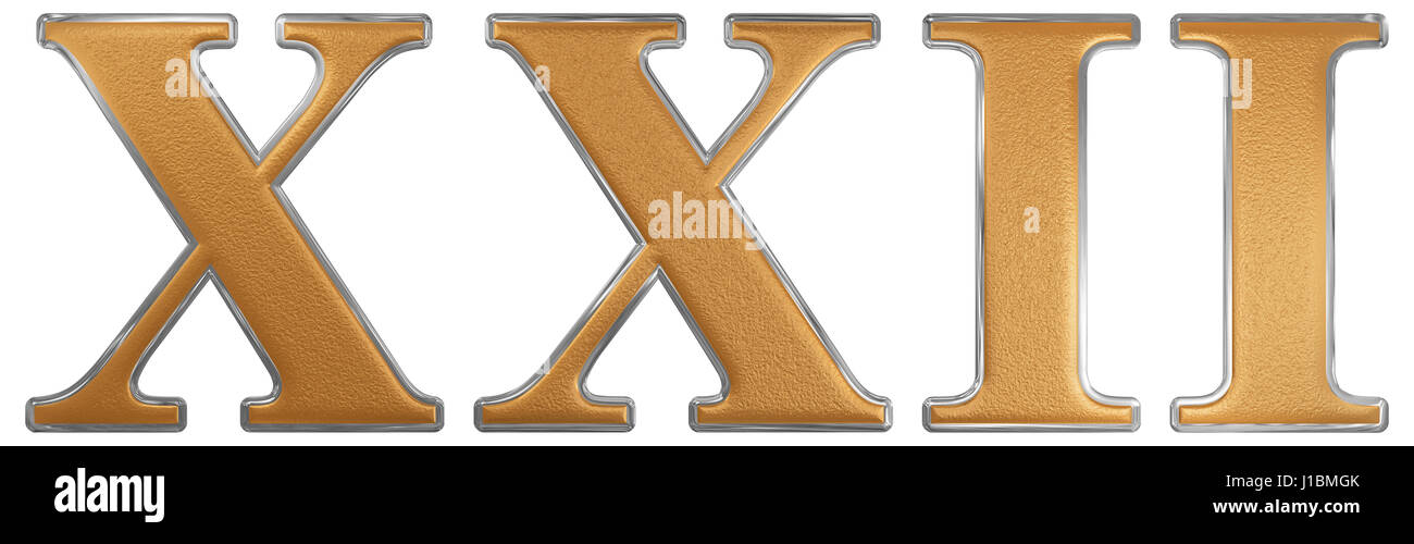 Roman numeral XXII, duo et viginti, 22, twenty two, isolated on white ...