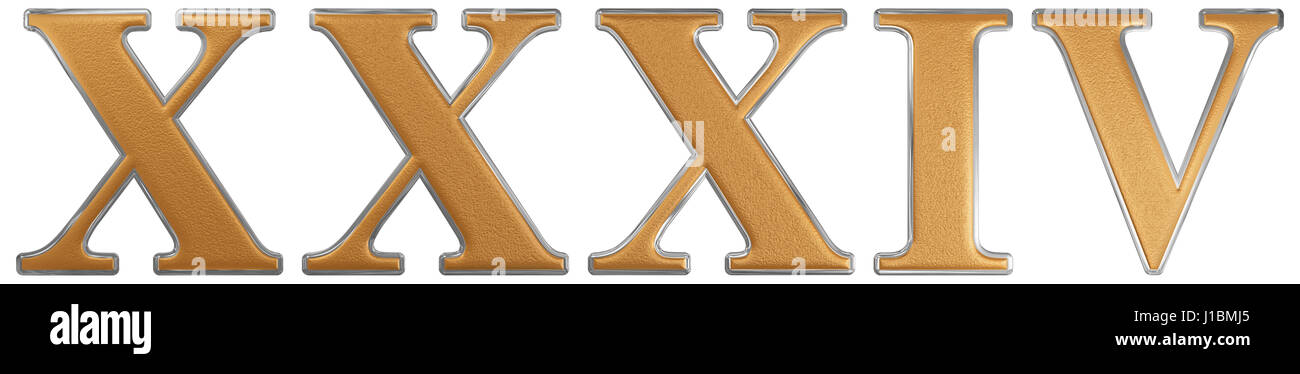 Roman numeral XXXIV, quattuor et triginta, 34, thirty four, isolated on ...