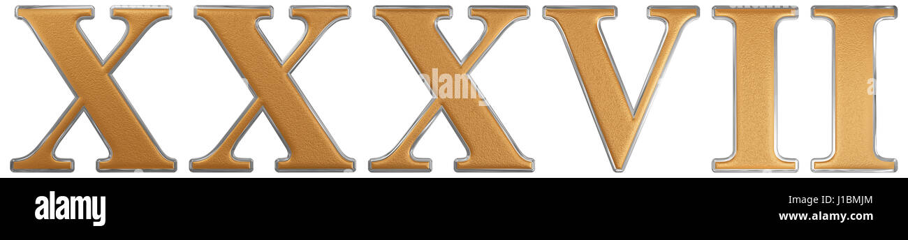 Roman numeral XXXVII, septem et triginta, 37, thirty seven, isolated on ...