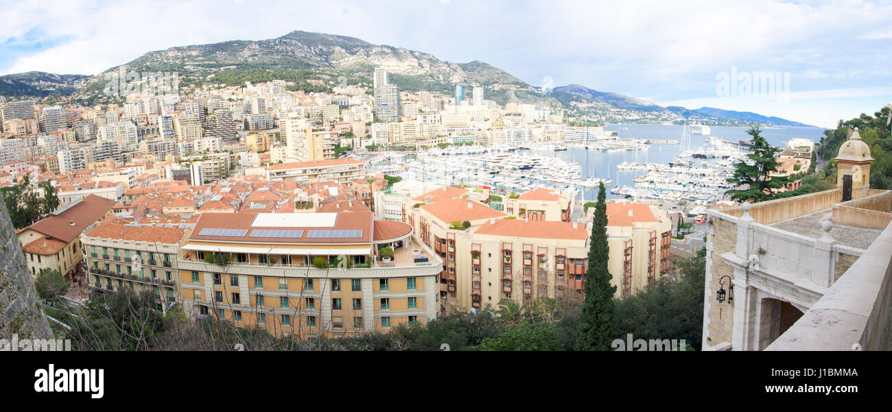 Panoramic view of Monte Carlo and the Hercule (Hercules) Port, in ...