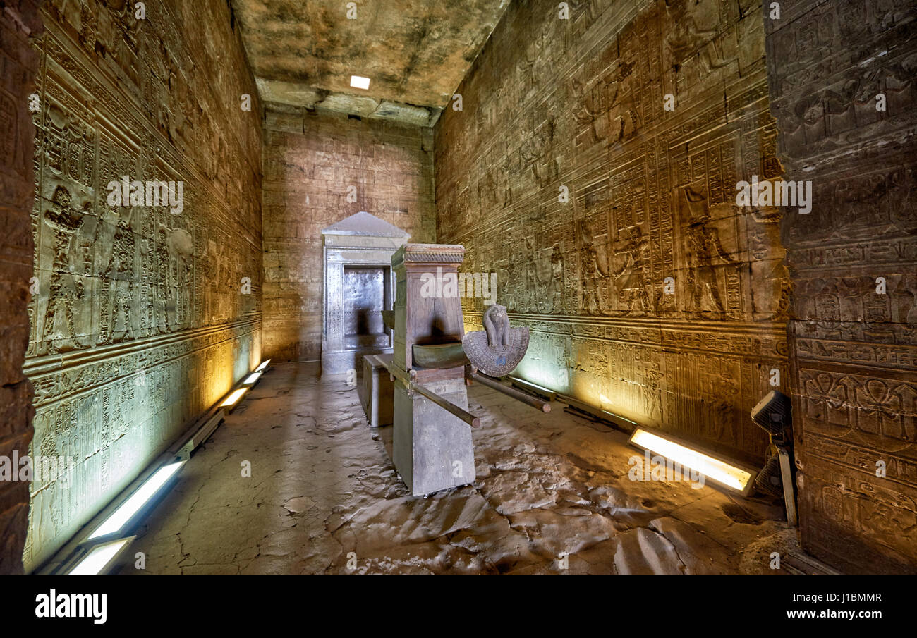 the sanctuary at the centre of the temple inside Temple of Edfu, Egypt ...