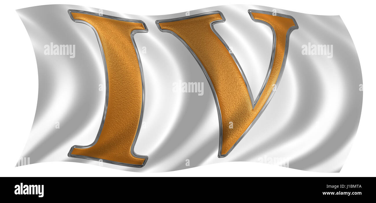 In the wind fluttering the flag with roman numeral IV, quattuor, 4 ...