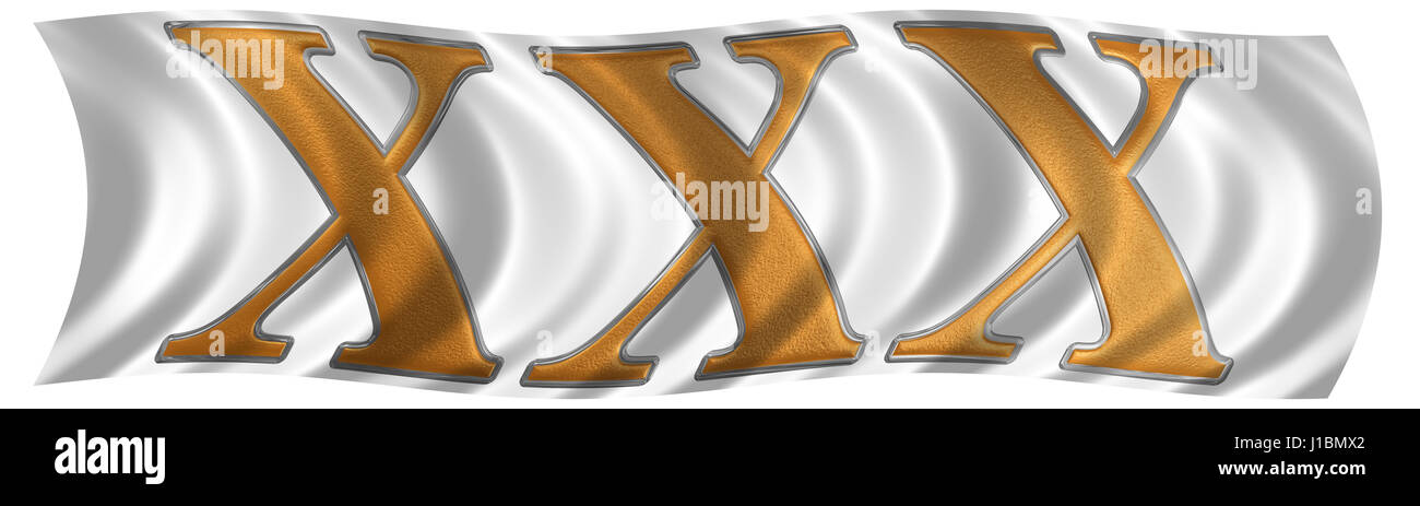 In the wind fluttering the flag with roman numeral XXX, triginta, 30 ...