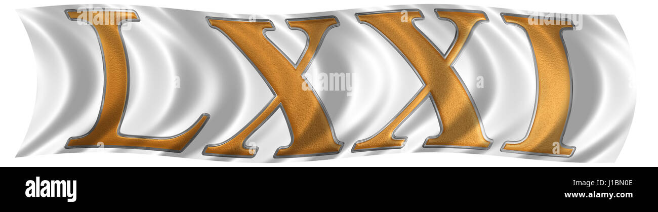 In the wind fluttering the flag with roman numeral LXXI, unus et ...