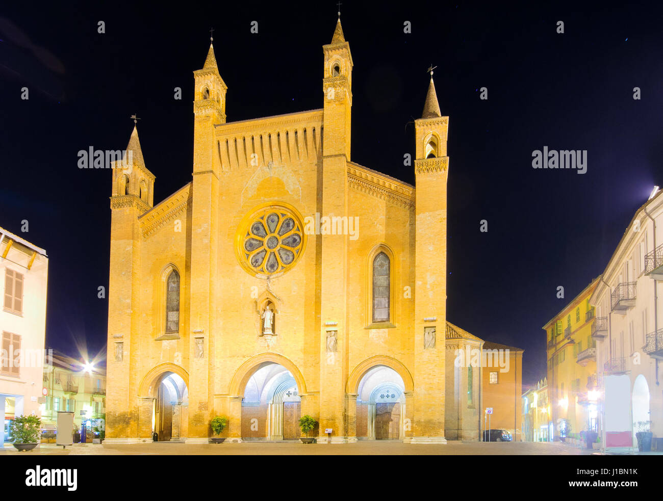 The Piazza Duomo (Cathedral square), in Alba, Piedmont (Piemonte ...