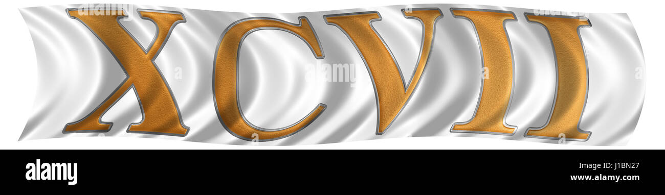 In the wind fluttering the flag with roman numeral XCVII, septem et ...