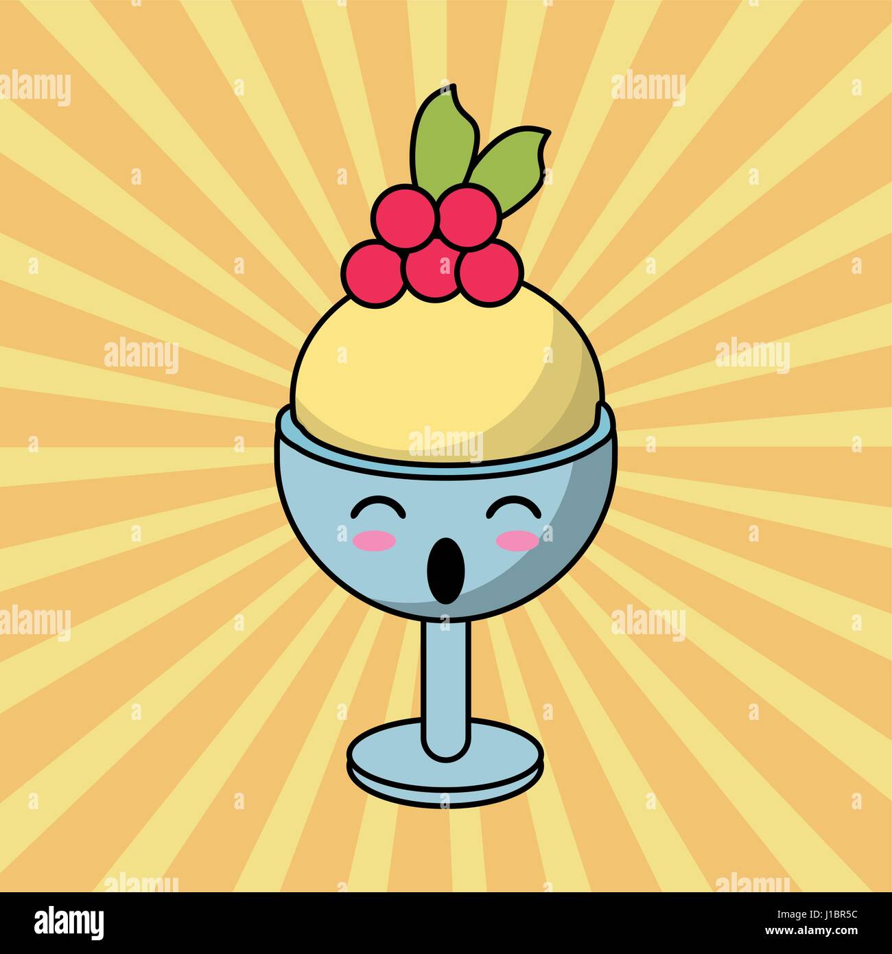 Kawaii ice cream glass Stock Vector Images - Alamy