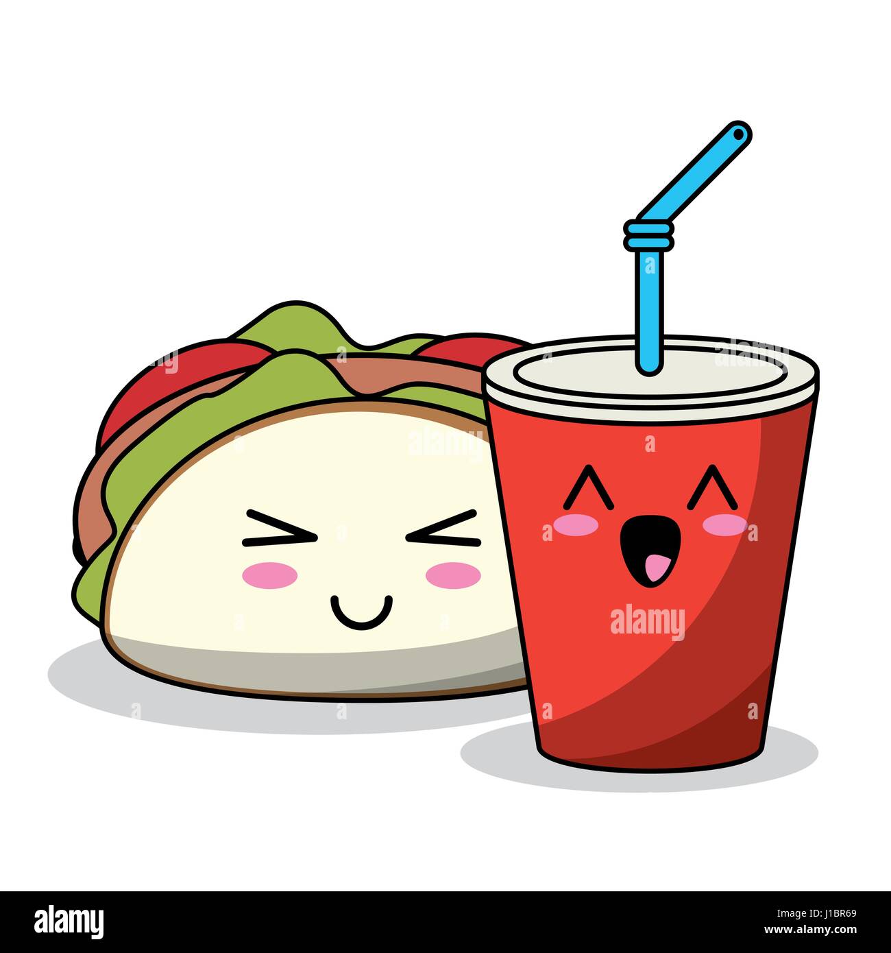 Kawaii burger fast food icon Cut Out Stock Images & Pictures - Alamy