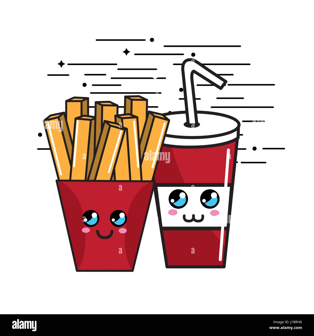 kawaii fast food icon adorable expression Stock Vector Image & Art - Alamy