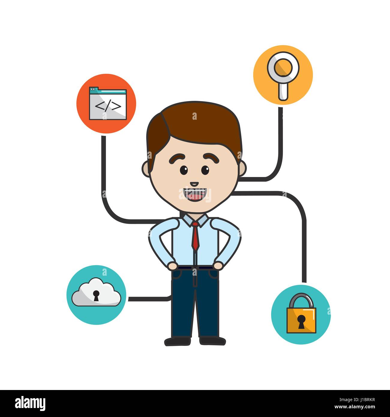 happy man with internet technology icons Stock Vector Image & Art - Alamy