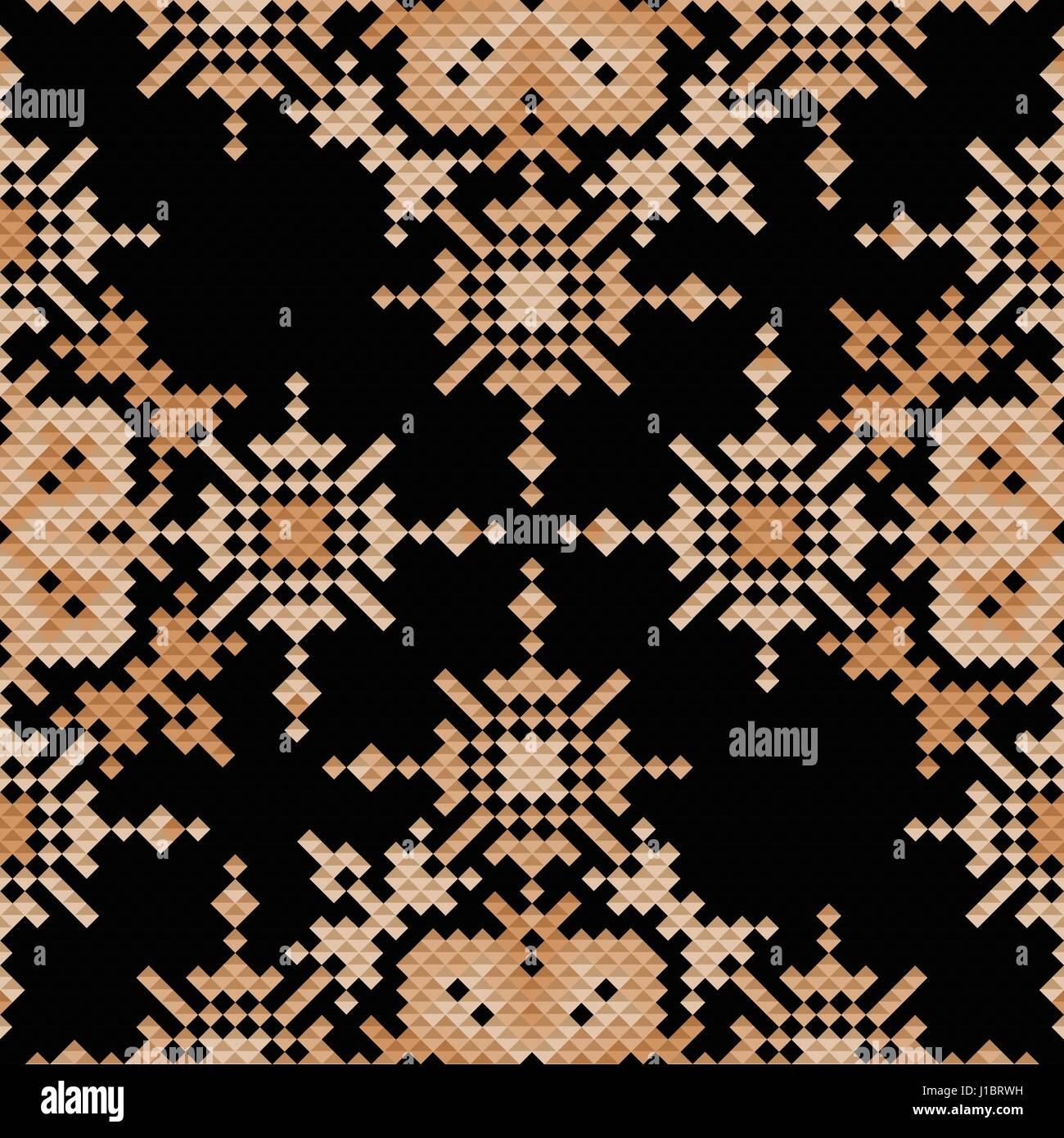 Ethnic pixel seamless pattern embroidery, traditional geometric design ...