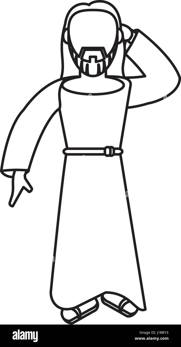 Jesus christ catholic faceless outline Black and White Stock Photos ...