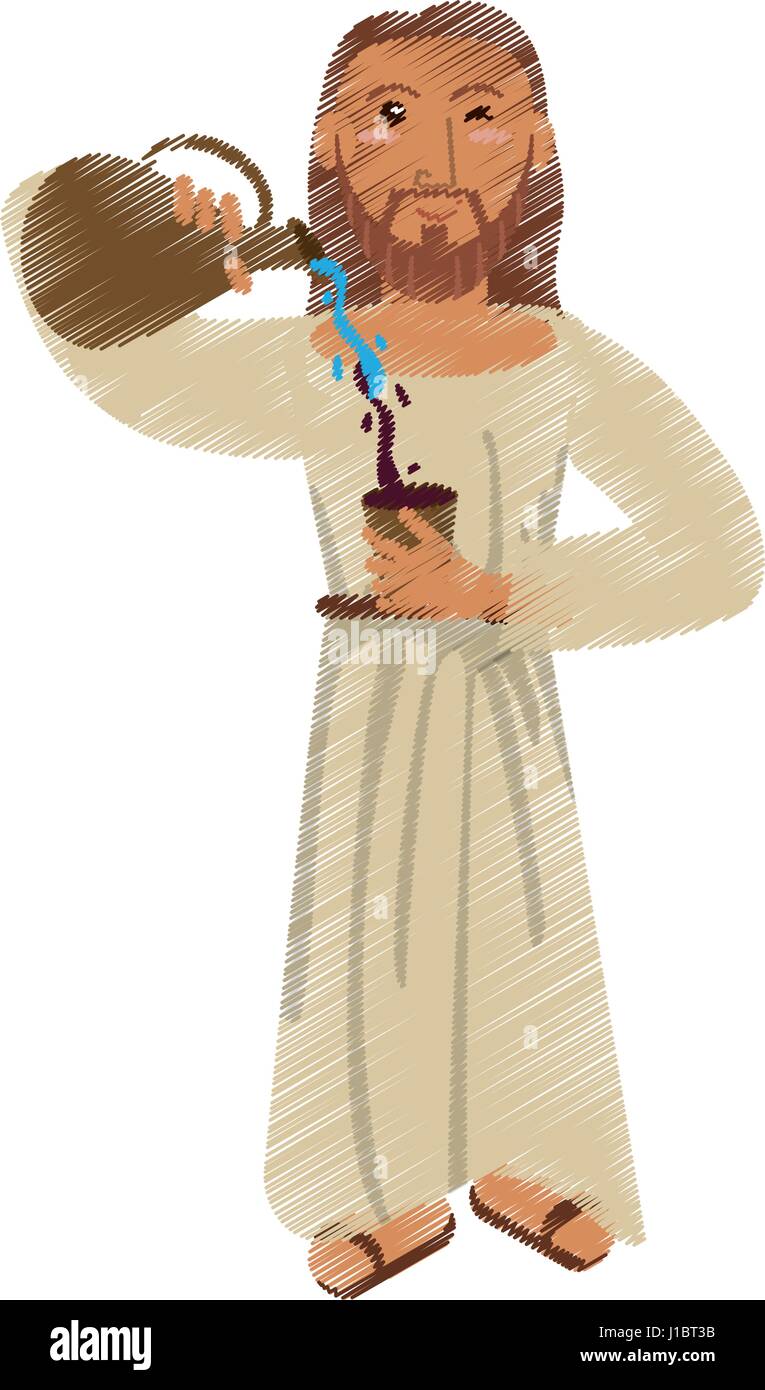drawing jesus christ miracle water wine design Stock Vector Image & Art ...