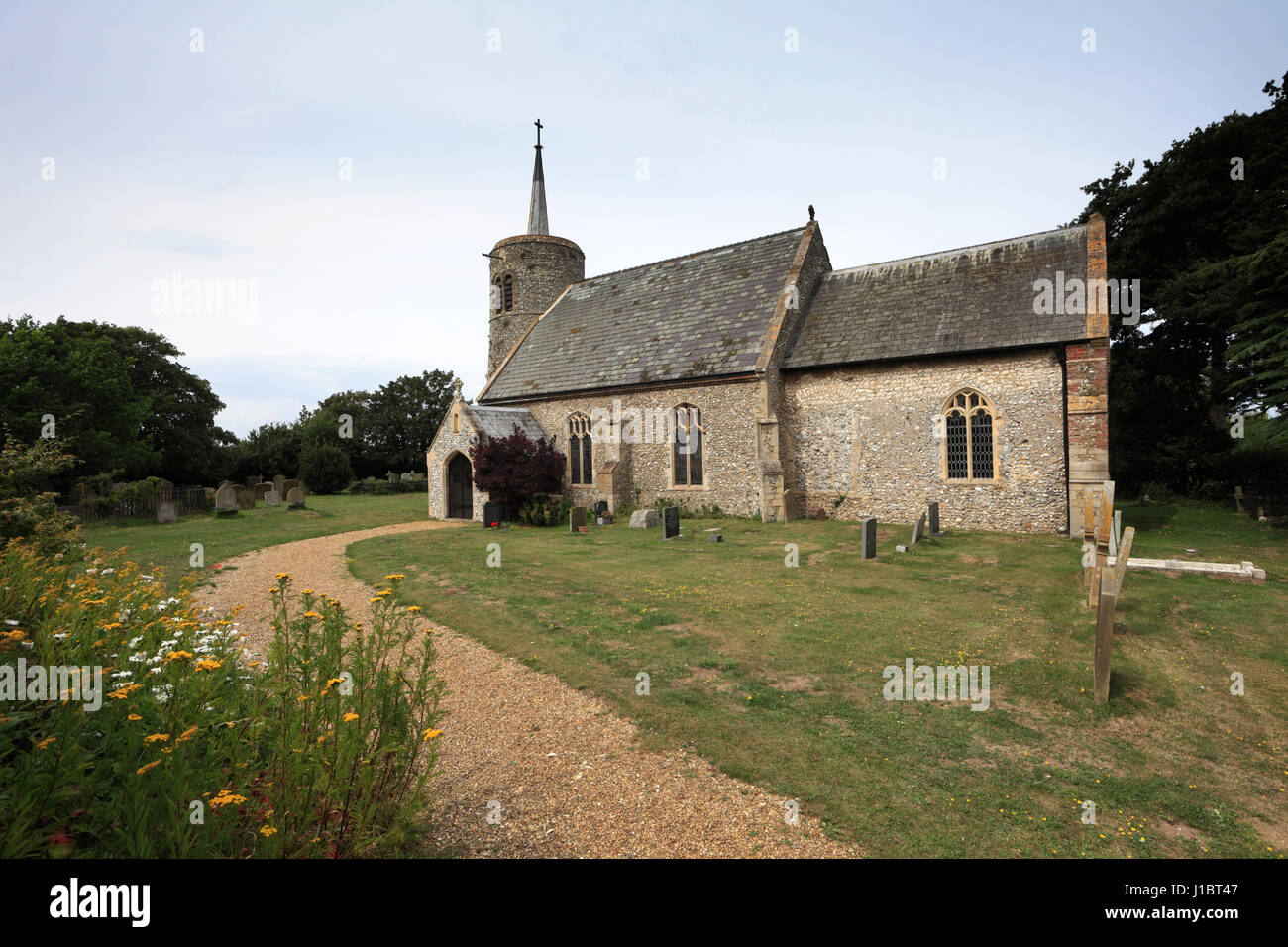 Round tower church of St Marys, Titchwell village; North Norfolk ...