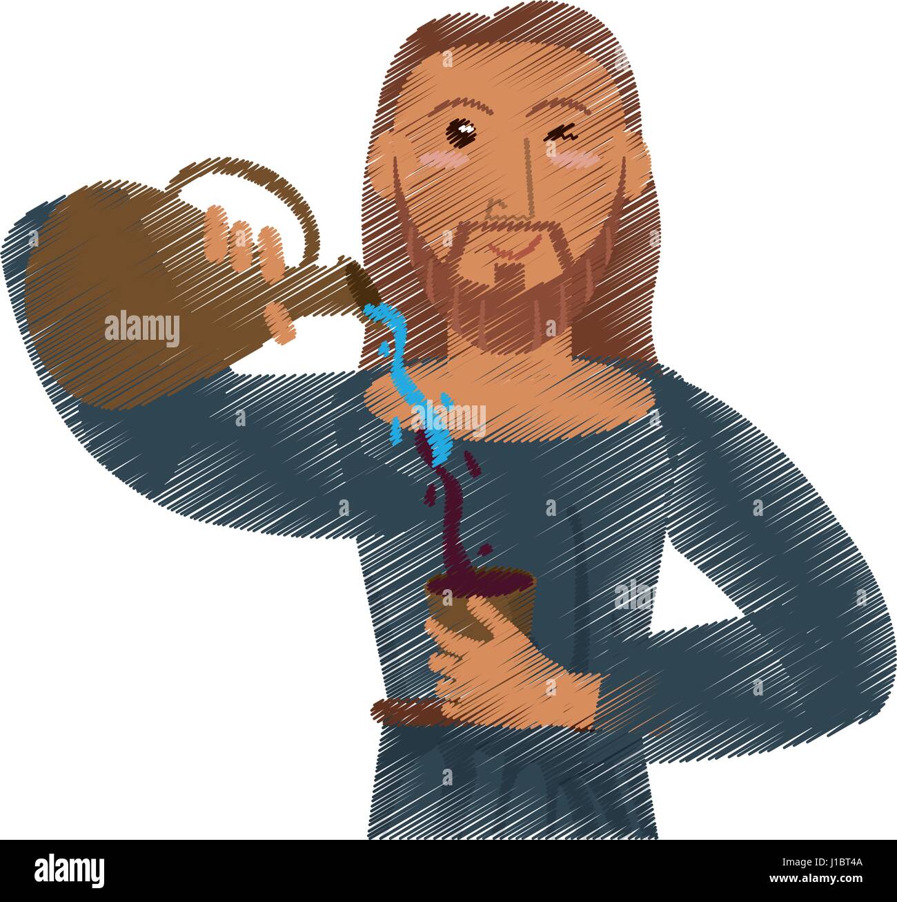 drawing jesus christ miracle water and wine Stock Vector Image & Art ...