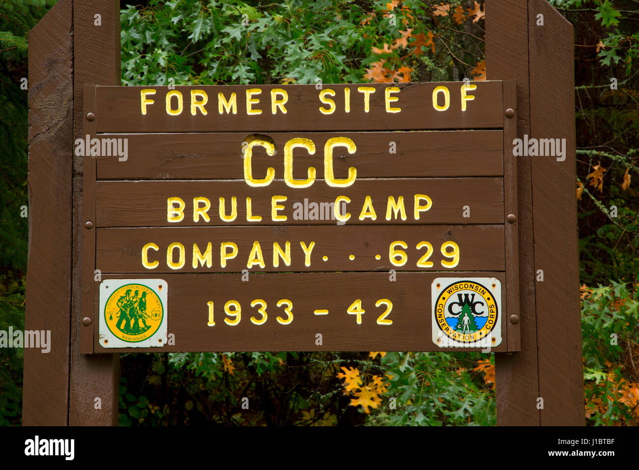 Civilian Conservation Corps (CCC) sign, Brule River State Forest ...