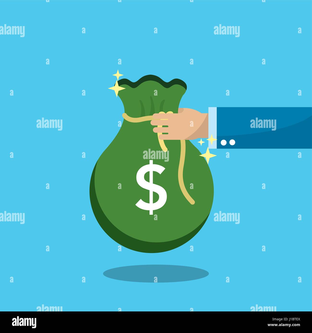 Hand money bag bill coin Stock Vector Images - Alamy