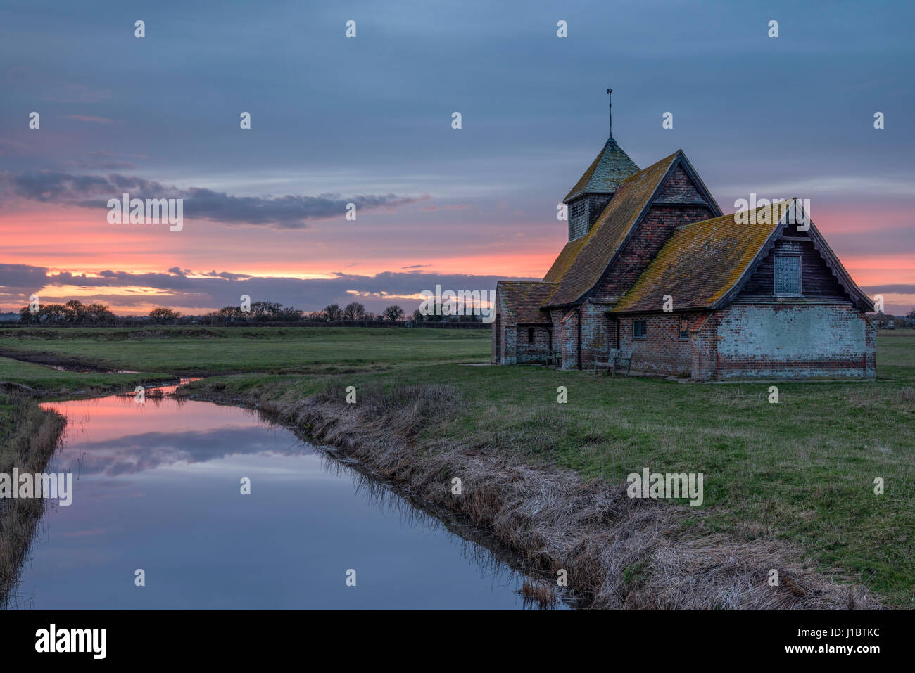 Fairfield church, Romney Marsh, Kent, England at sunset Stock Photo - Alamy