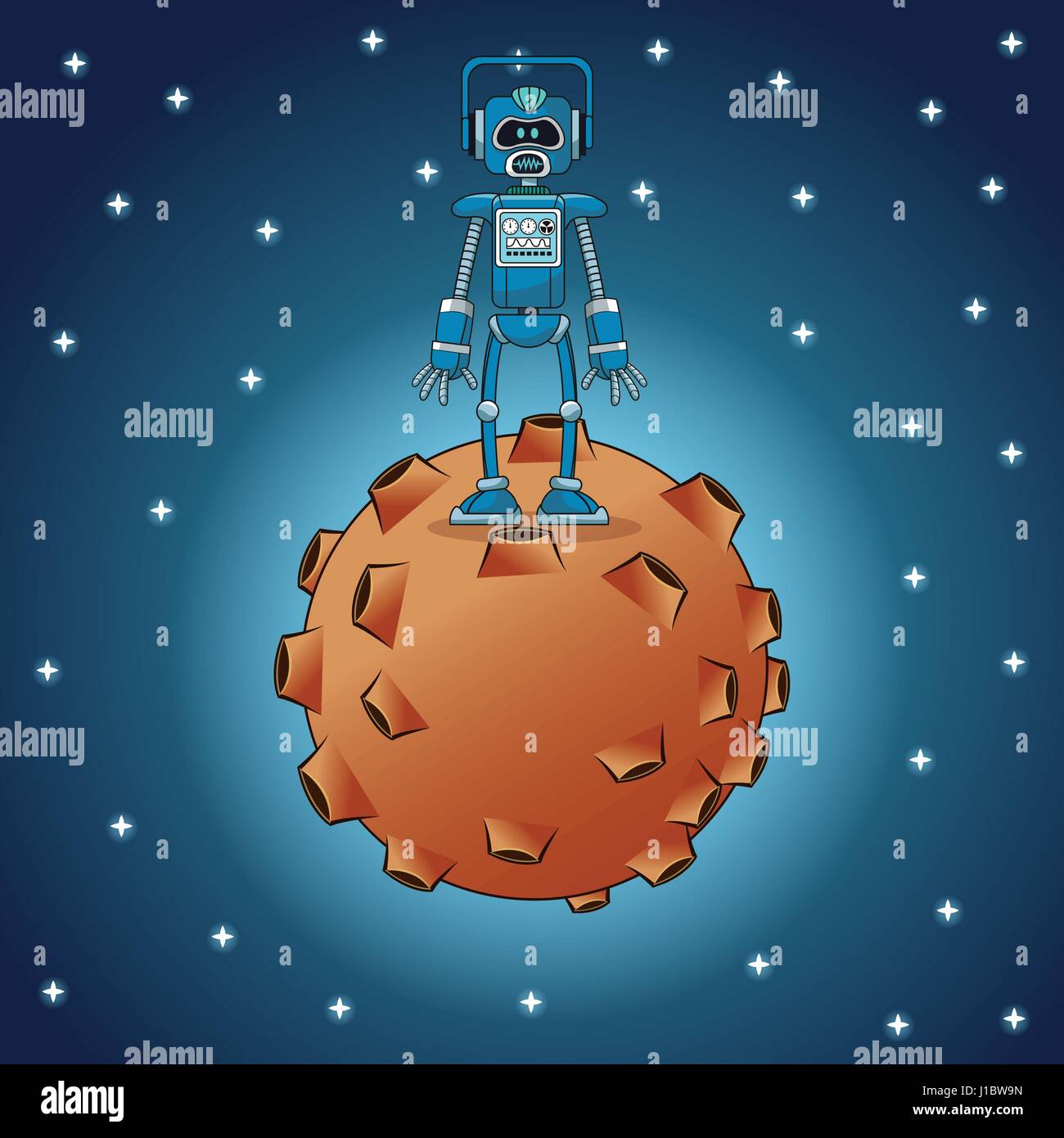 robot engineer moon space stars Stock Vector Image & Art - Alamy