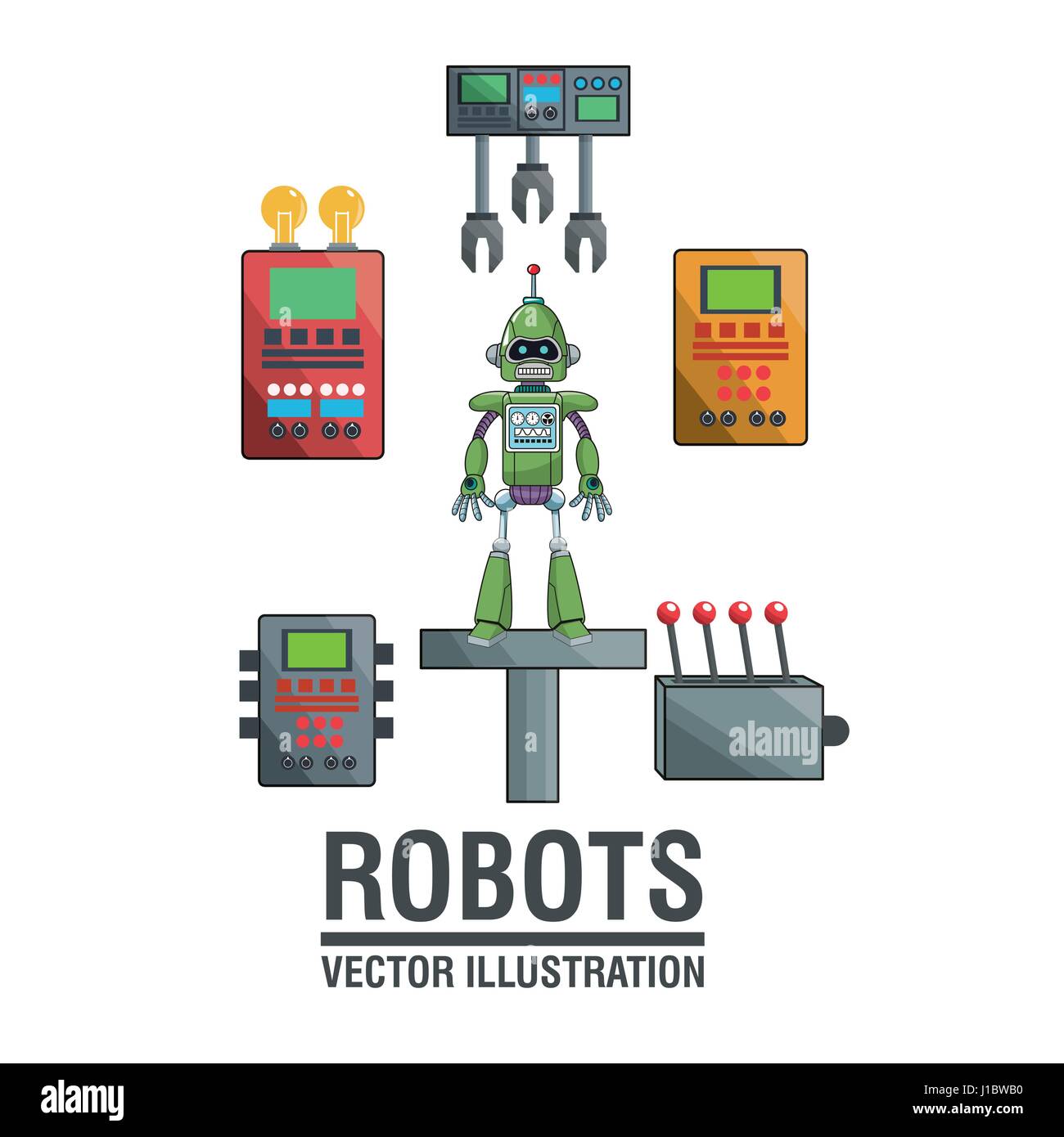 robots industry engineering technology poster Stock Vector Image & Art ...