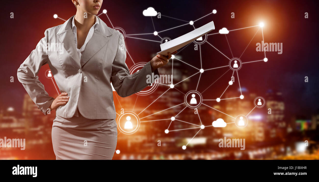 Concept of modern business networking that connect and cooperate people ...