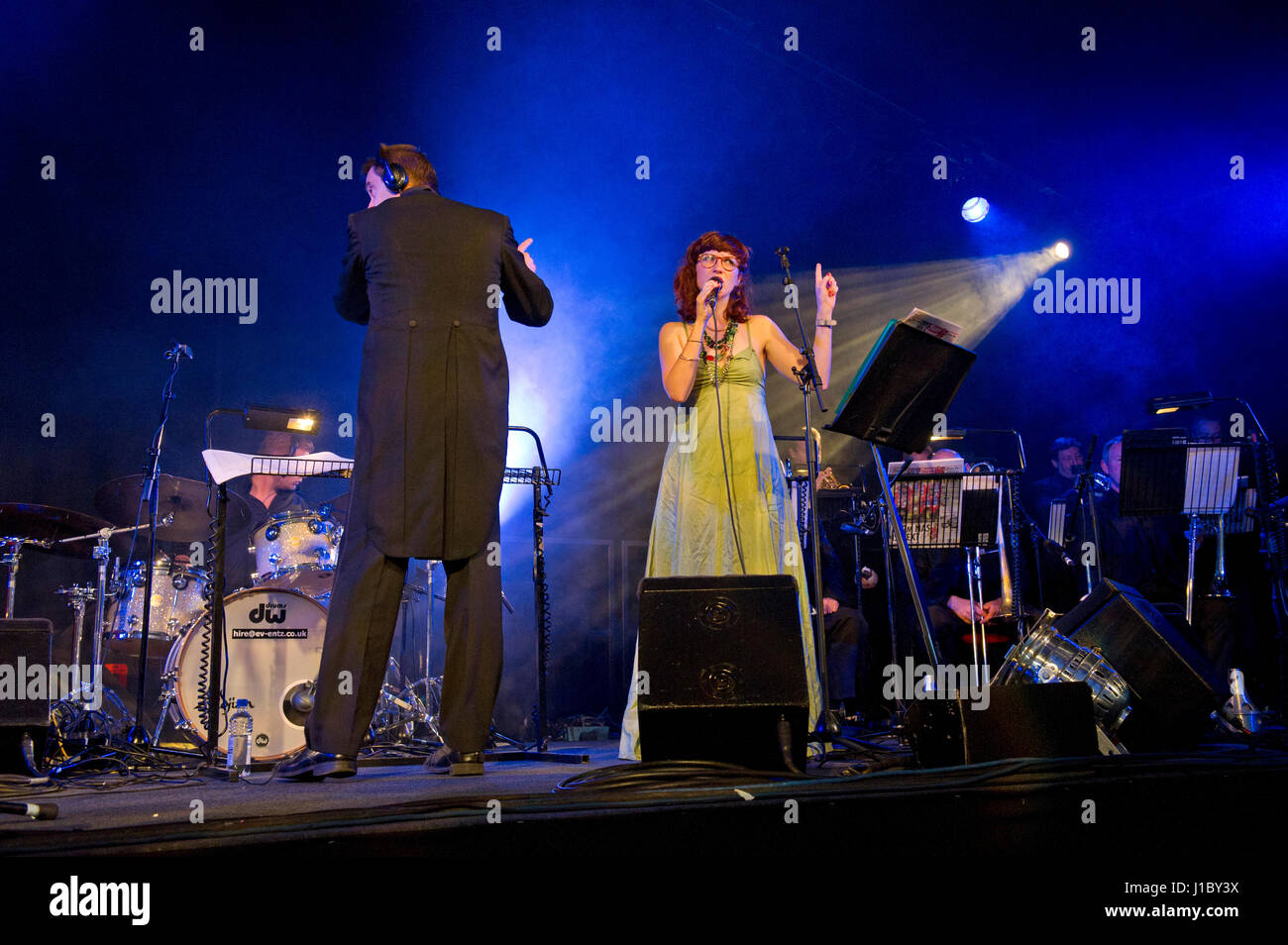 Brecon Jazz Festival. The Matthew Herbert Big Band with lead singer ...