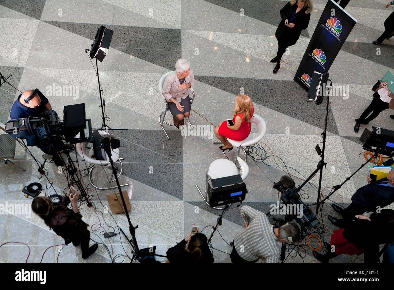 TV news interview set from above - USA Stock Photo - Alamy