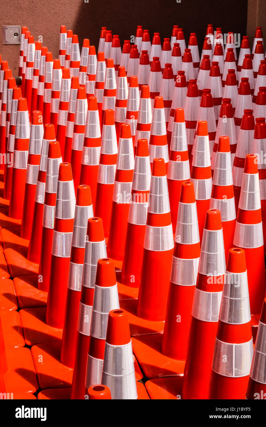 A Vast Array of Bright Orange And White Colors Traffic Cones Stock ...