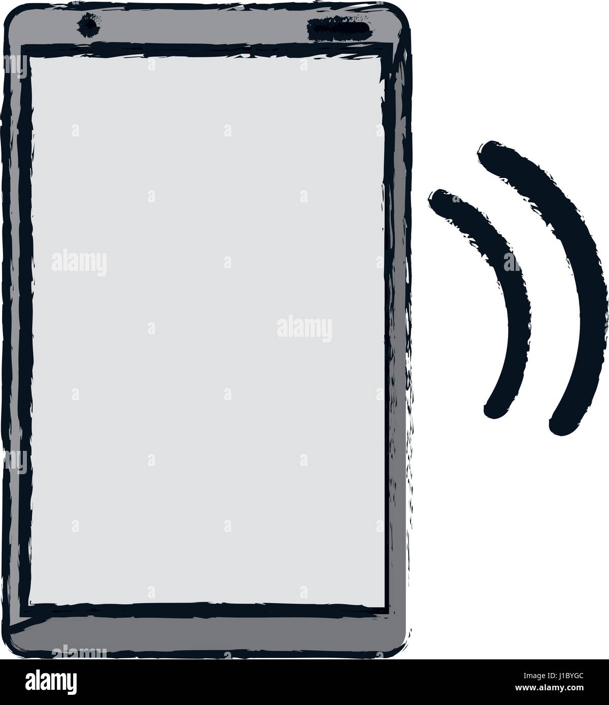 drawing mobile phone device connection transmission Stock Vector Image ...