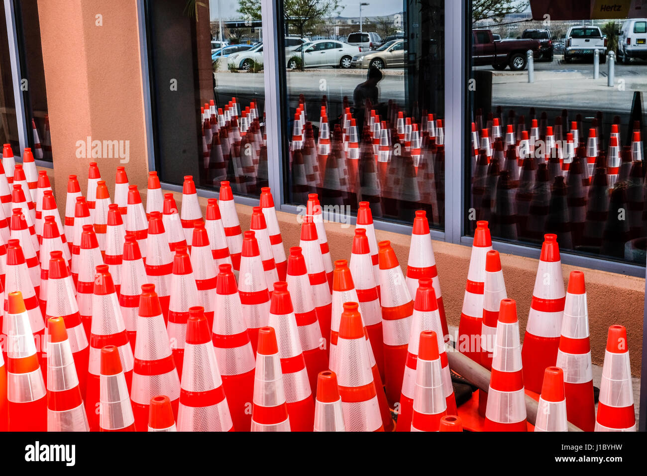 A Vast Array of Bright Orange And White Colors Traffic Cones Stock ...