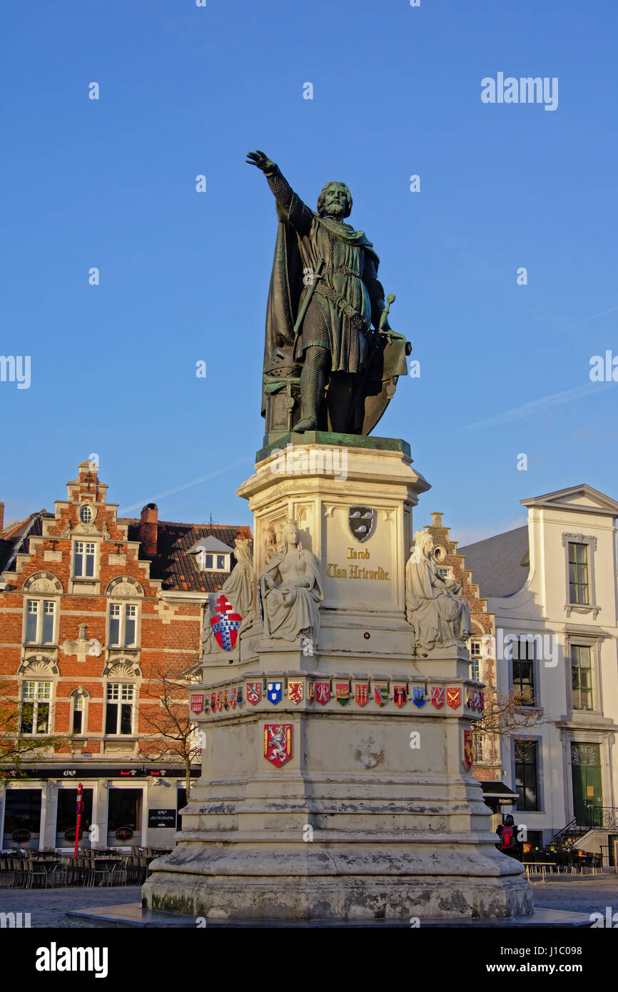 Bronze statue of medieval Flemish statesman and political leader Jacob ...
