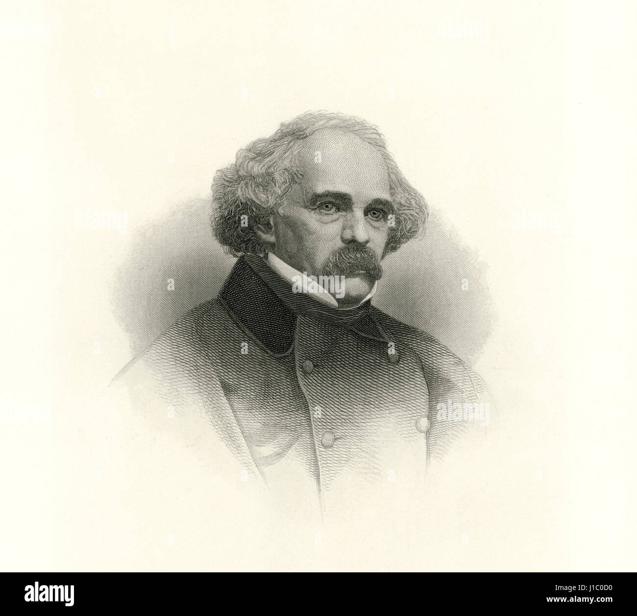 Nathaniel Hawthorne (1804-64), American Novelist, Portrait, Engraving ...
