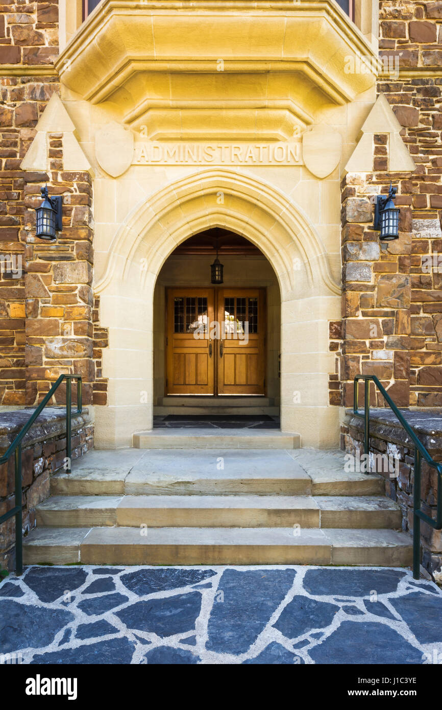 Entrance to the Banff Administration Building, Banff National Park ...